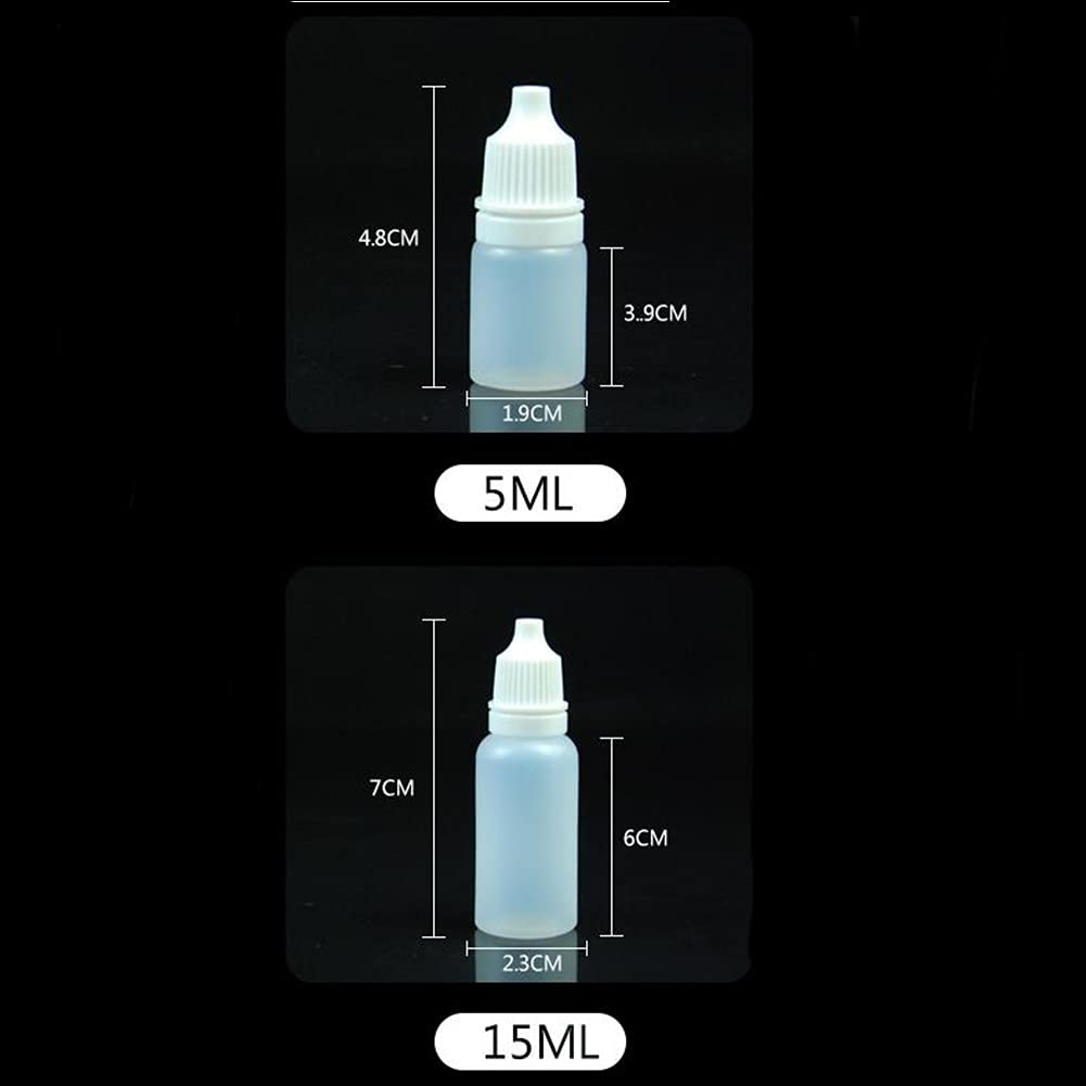 SHUILING 10PCS Plastic Squeezable Dropper Bottles Empty White Clear Dropping Eye Liquid Bottle with Cap Drop Bottles Refillable Squeeze Bottle Dropper Sample 5ML/15ML (5ML)
