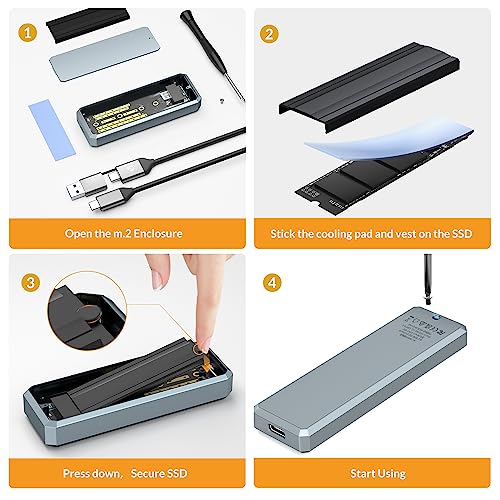 iDsonix Dual Bay M.2 Enclosure for Double M.2 NVMe SSDs 10Gbps Speed USB 3.1 Gen2 Type C NVMe Hard Drive Enclosure Adapter