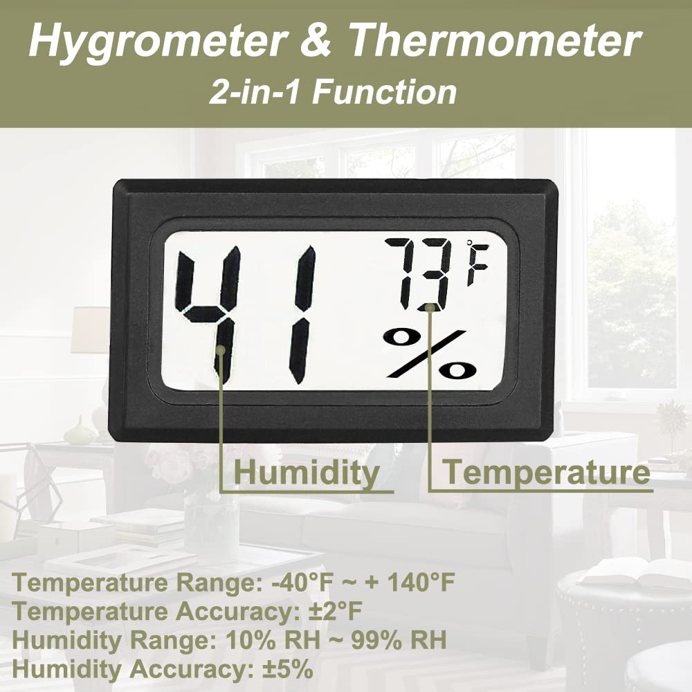 Digital Hygrometer Indoor Thermometer with Humidor, Mini Humidity/Temperature Meter with LCD Display, Accurate Sauge Sensor for Reptile/Babyroom/Office/Home, Vital Accessories of Cigar Box(Fahrenheit)