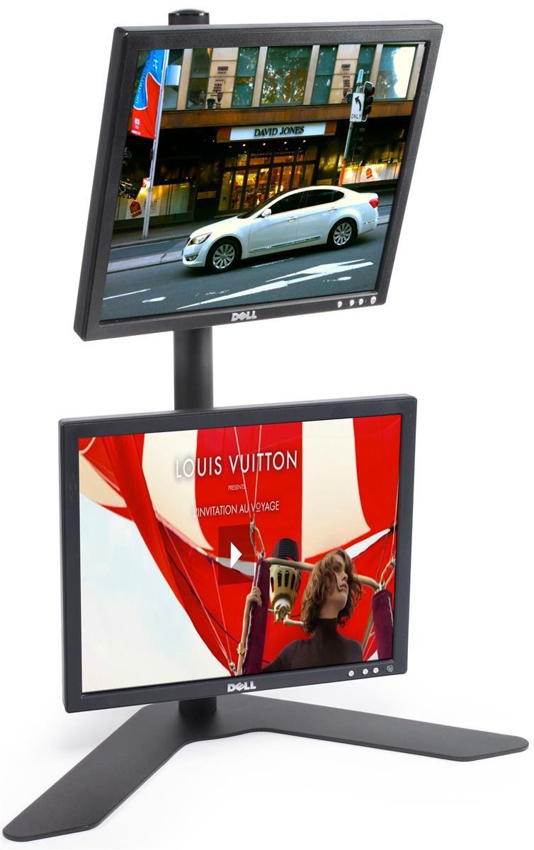 Dual Monitor Desk Stand for (2) 13β to 27β Screens, Countertop Display for Flat Screen Monitors, VESA 100x100, Steel (Black)