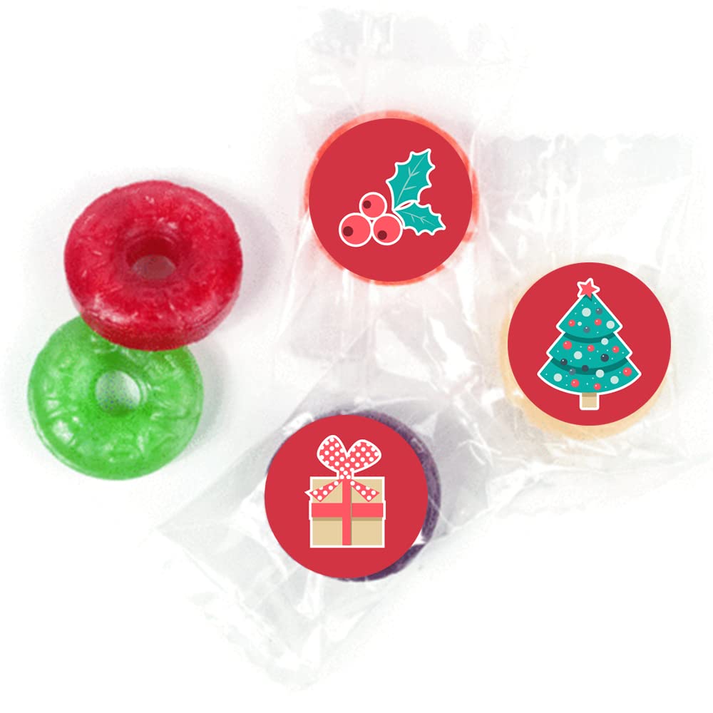 FujLoy Merry Christmas Thread-270 PCS 0.75 inch Christmas Stickers,9 Design Self Adhesive Circle Label Stickers,Christmas Envelope Seals Candy Stickers. (Merry Christmas Thread (014))