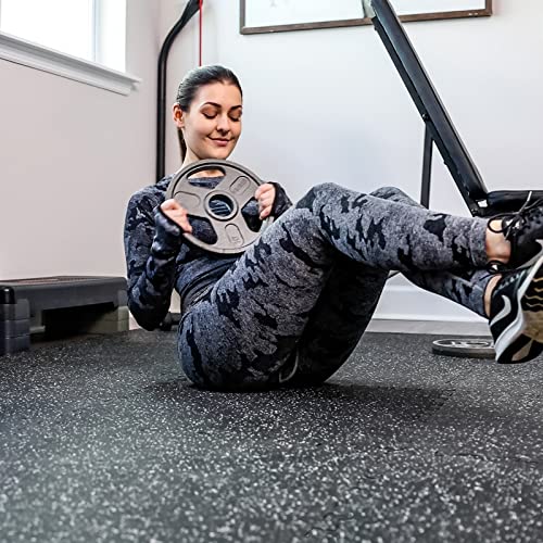SUPERJARE 0.56โ Thick Exercise Equipment Mats, 48 Sq Ft EVA Foam Mats with Rubber Top, Interlocking Rubber Floor Tiles for Home Gym and Fitness Room, Protective Flooring Mat,Black/ White