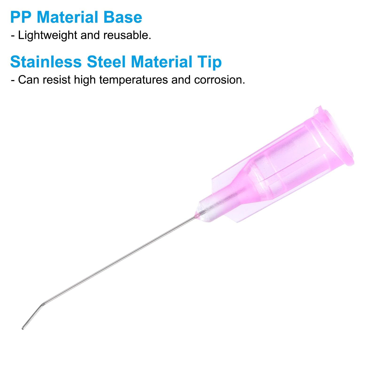 PATIKIL 30Ga x 1 Inch Dispensing Needle Tips, 24Pcs Stainless Steel 45 Degrees Pre Bent Glue Needle Tube Blunt Tips with Luer Lock for Glue Oil Applicator, Purple
