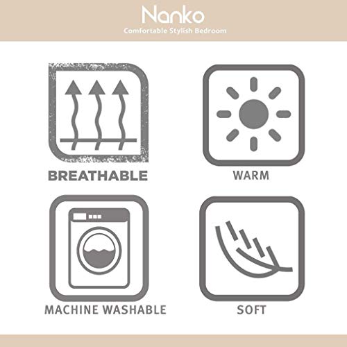 Nanko Queen Duvet Cover Set Grid, 90x90 Soft Bedding Cover, Luxury Cool Lightweight Microfiber 3pc Set (1 Cover 2 Pillowcase) with Zip, Tie - Modern Style Bed Quilt Cover for Decor, Plaid White