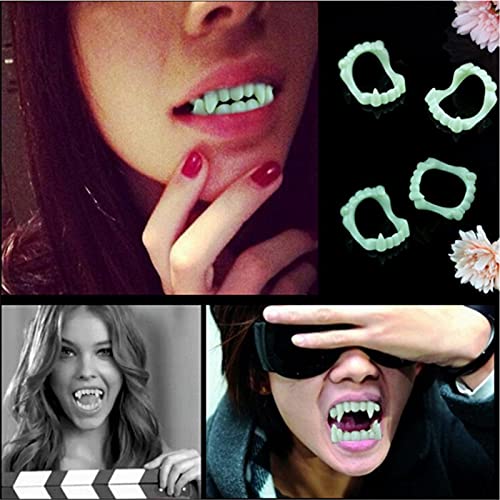 IFOTIME Teeth Halloween Luminous Denture Scary White Horror Teeth Green Fake Tooth Care Led Light Teeth (B, One Size)