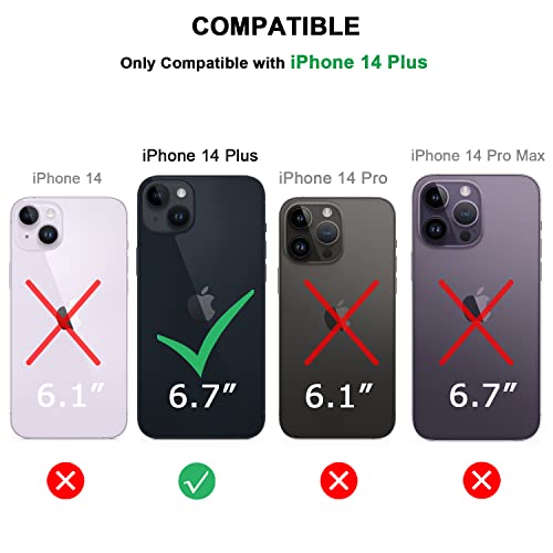 TENDLIN Compatible with iPhone 14 Plus Case Wood Grain with Carbon Fiber Texture Design Leather Hybrid Slim Case Black