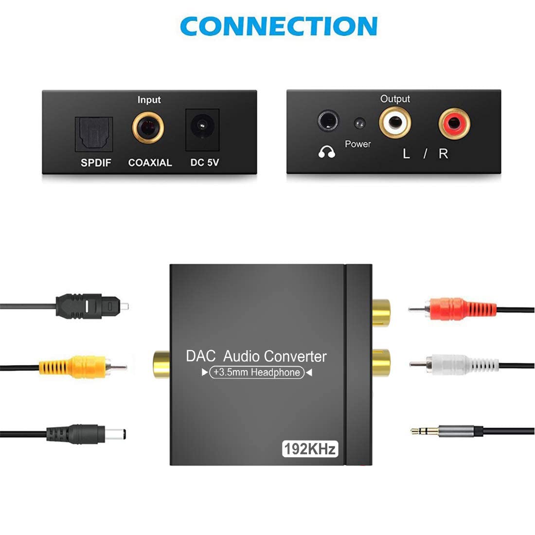 Digital to Analog Audio Converter By Golden^Li DAC Digital SPDIF Optical to Analog L/R RCA Converter Toslink Optical to 3.5mm for PS3 Xbox HD DVD PS4 Amps