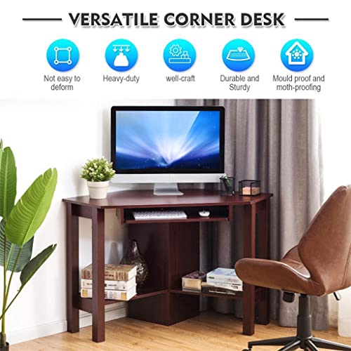 MJWDP Wooden Corner Desk with Drawers Computer Computer Desk Study Home Office Writing Study Desk