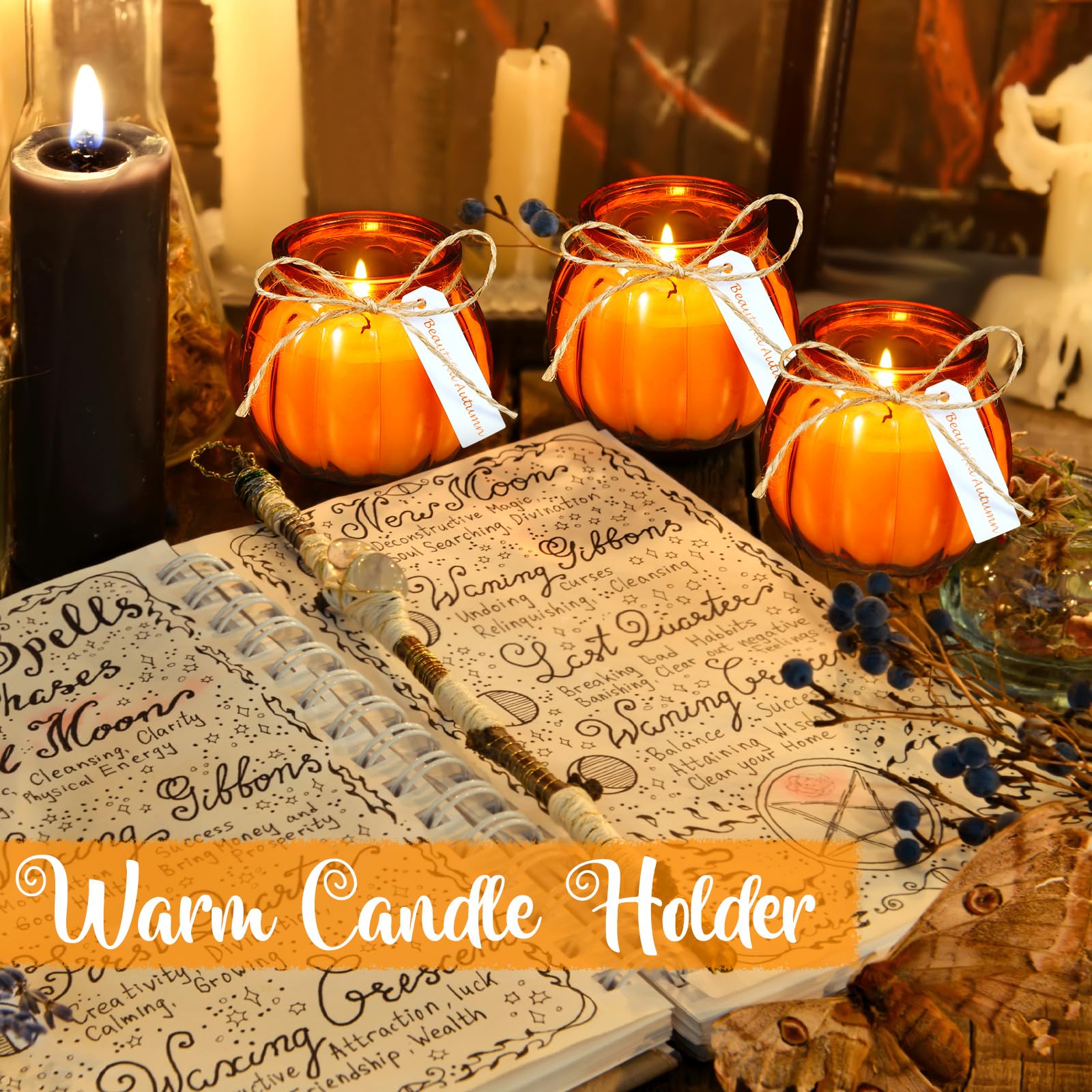 Lounsweer Set 12 Pumpkin Shaped Candles Halloween Thanksgiving 5 oz Cute Scented Pumpkin Fall Candles Pumpkin Gift Farmhouse Home Table Decoration(Orange)