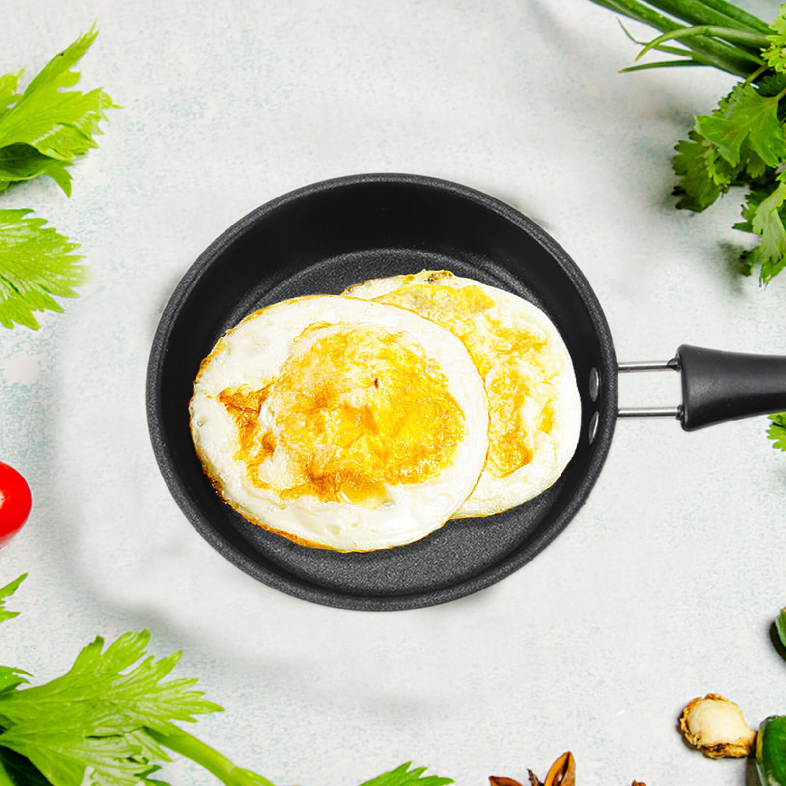 SunshineFace Egg Frying Pan Nonstick Frying Pan with Lid Mini Cooking Frying Pan Stainless Steel Frying Pans Smoke- Free Camping Stone Cookware, 6. 3 inch