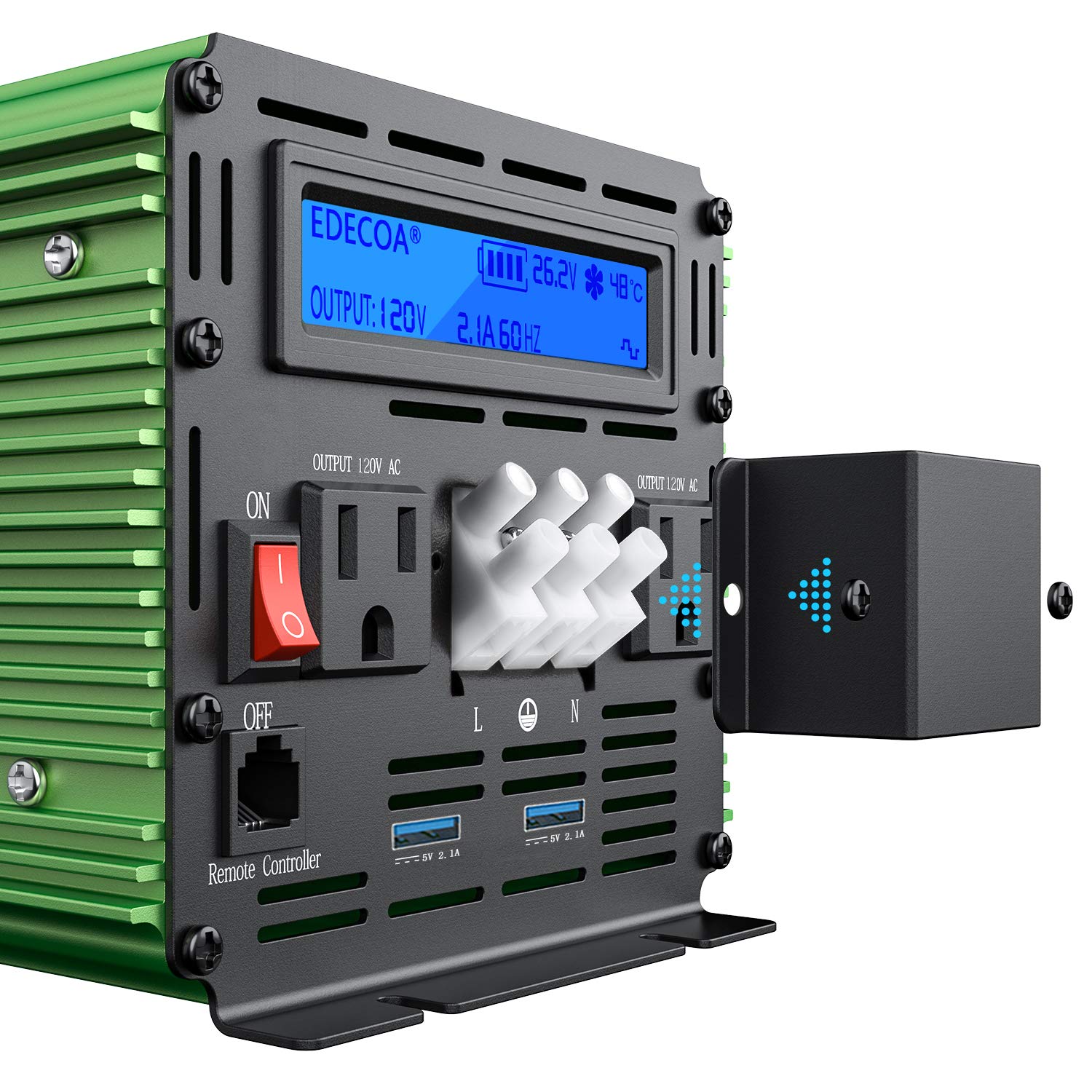 EDECOA 24V 3000 Watt Power Inverter DC 24V to AC 110V 120V 3000W Power Converter with LCD Display and Dual USB Remote