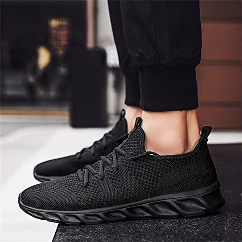 FASDNENDYS Men Solid Color Mesh Lace Up Casual Shoes Comfortable Breathable Soft Sole Mens Sneaker Slippers Size 9 Black