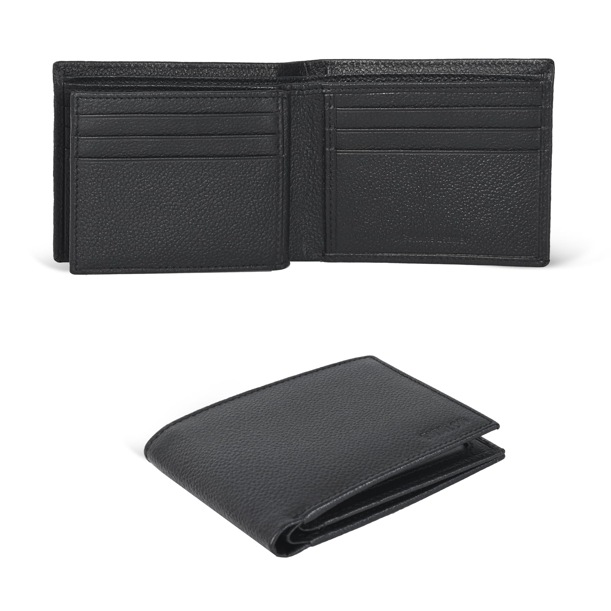 ESTALON Thin Leather Wallet For Men | Minimalist Design | Multiple Card Holder | RFID Blocked (Coal)