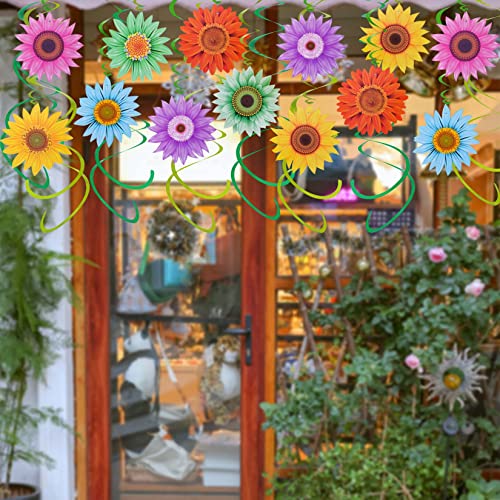 jiebor 30Pcs Spring Flower Hanging Swirl Sunflower Summer Themed Birthday Party Decorations for Shower Wedding Office Classroom Bedroom Home Ceiling Wall Party Supplies