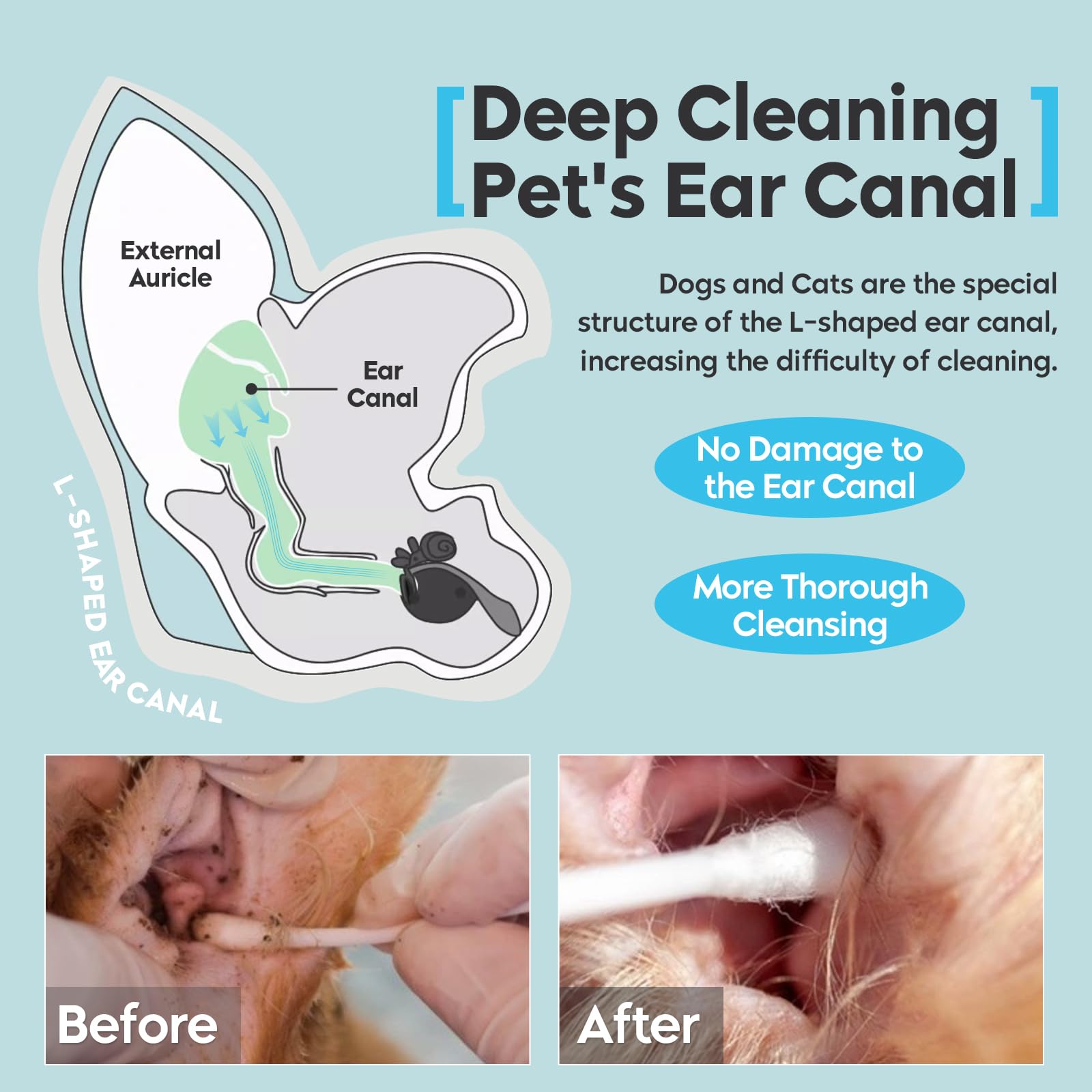 OBSEDE Dog & Cat Ear Cleaner - Dog Ear Cleaning Solution Naturally Reduce Dirt Wax Buildup Clear Ear Drops Wash Gently Soothing Odor Control Easy to Use Pet Supplies Fresh Scent, 8 oz