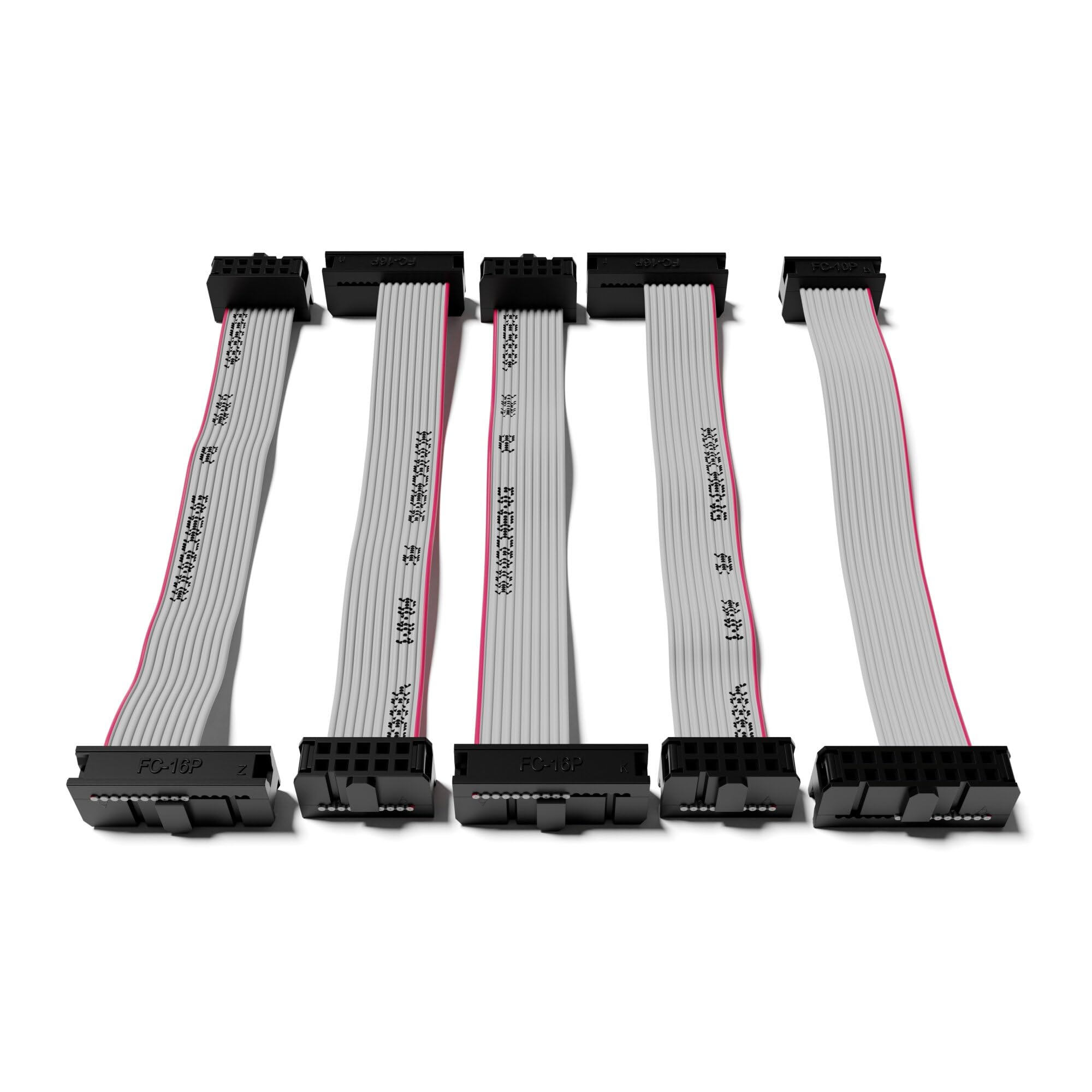 ExcelValley - 5-Pack - Eurorack Flat Ribbon Power Cables Modular Synth Synthesizer [10 to 16 Pins | 50 cm - 19.69"]