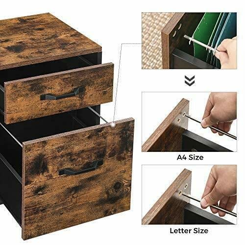 MAXCBD Nightstand Bedside Table Drawer Cabinet Industrial File Cabinet 2 Drawers Filling Cabinet with Wheels 2Drawers 1Large Top Storage Tower Dresser