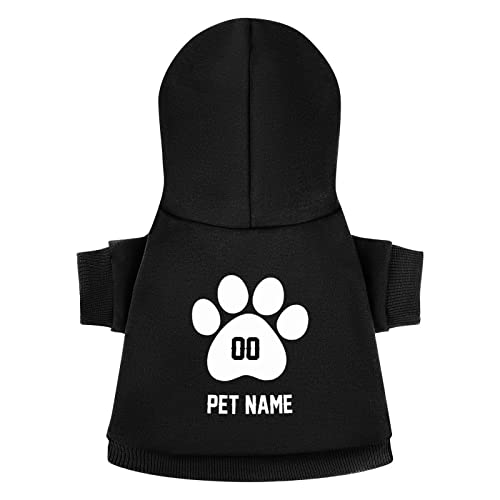 SUQINFA Dog Paws Custom Pet Hoodie, Add Pet Name Personalized Pet Clothes Sweaters with Hat Customized Dog Hoodies Sweatshirt for Small Medium Large Dogs
