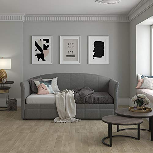 DHP Halle Upholstered Daybed and Trundle, Sofa Bed Fits Twin Size Mattress of 6-Inches (Not Included), Gray