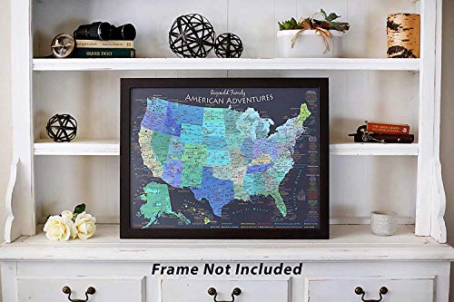 National Parks Map Poster Slate Edition (24W x 16H inches)