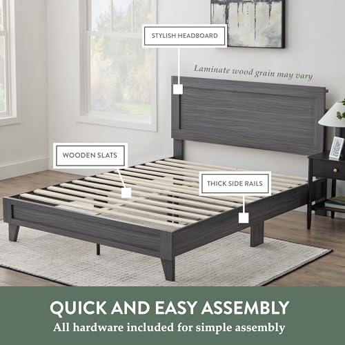 Edenbrook Delta Bed Frame, Burnt Driftwood with 10 Inch Gel Infused Memory Foam Mattress, Queen