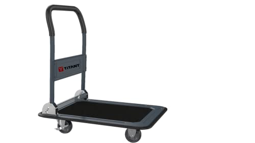 TITANT Push Cart Dolly - Foldable Cart with Wheels (330 lbs Weight Capacity) Dolly Cart with 360° Swivel Braked Wheels - Foldable Platform Hand Truck for Easy Storage