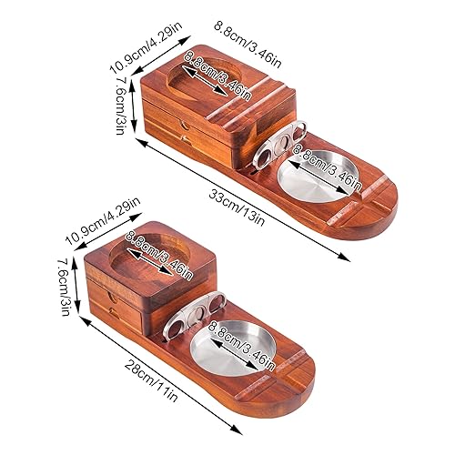 Wooden Aromatic Ashtray Cup Mat Aromatic Accessories For Men Aromatic Gift Set With Removable Ashtray Drawer Aromatic Cutter And Aromatic Holder