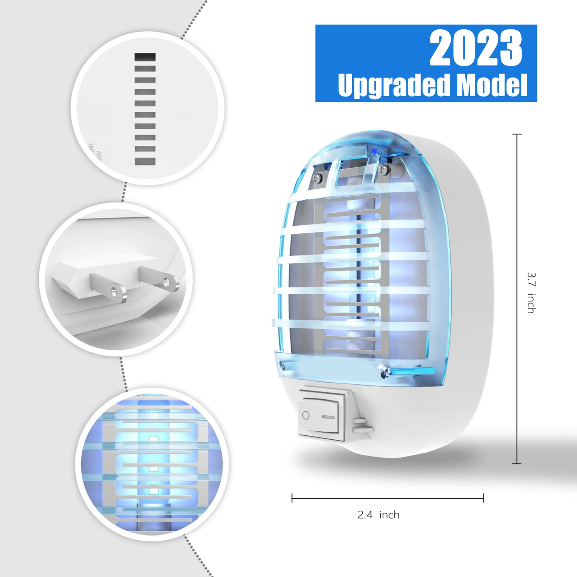 DNFAF Bug Zapper Indoor, Fly Trap for Indoors, Electronic Mosquitoes Killer Mosquito Zapper with Blue Lights for Living Room, Home, Kitchen, Bedroom, Baby Room, Office(2 Packs)