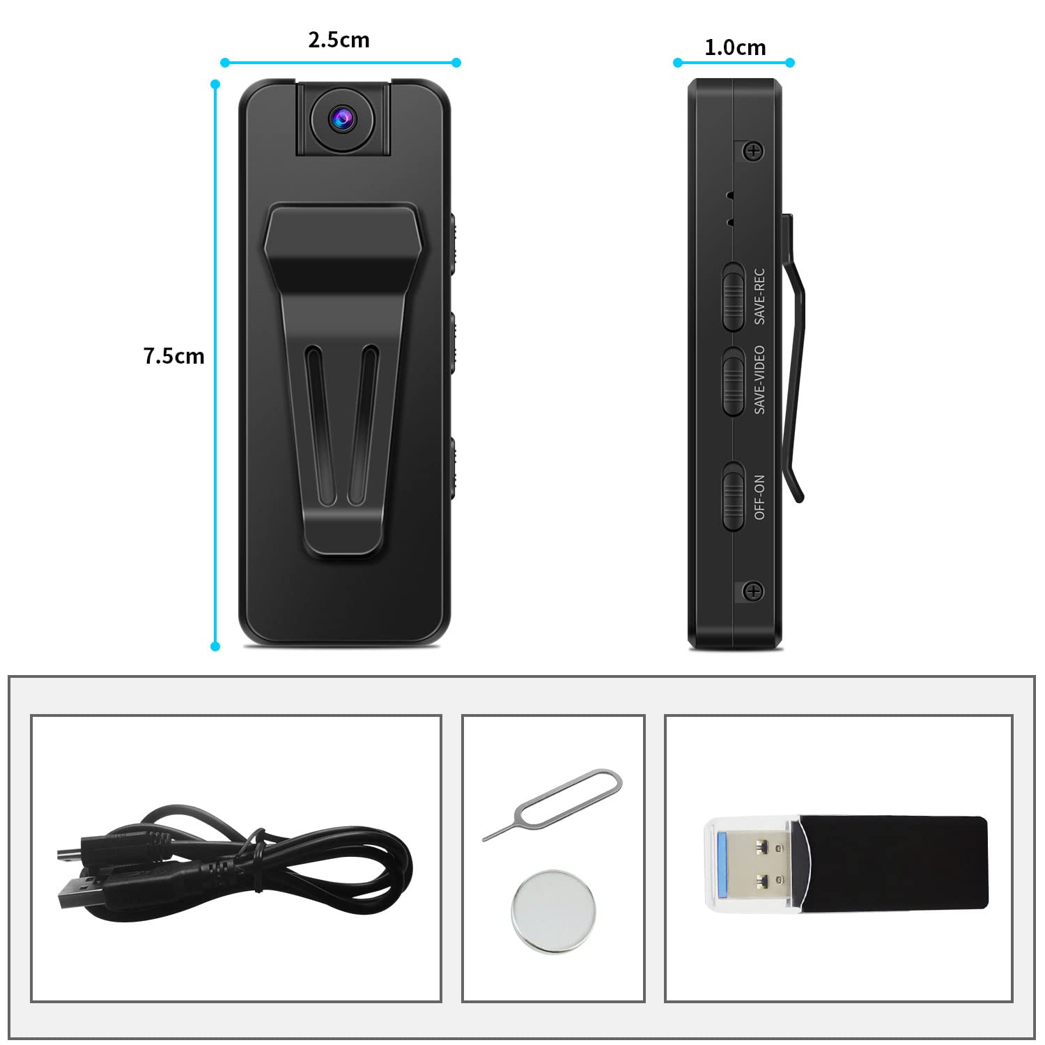 Mini Body Camera,True 1080P Portable Hidden Camera, Personal Pocket Video Camera, Body Cam Small Security Camera with Motion Detection and Night Vision for Office, Security Guard, Home, Bike, Hiking