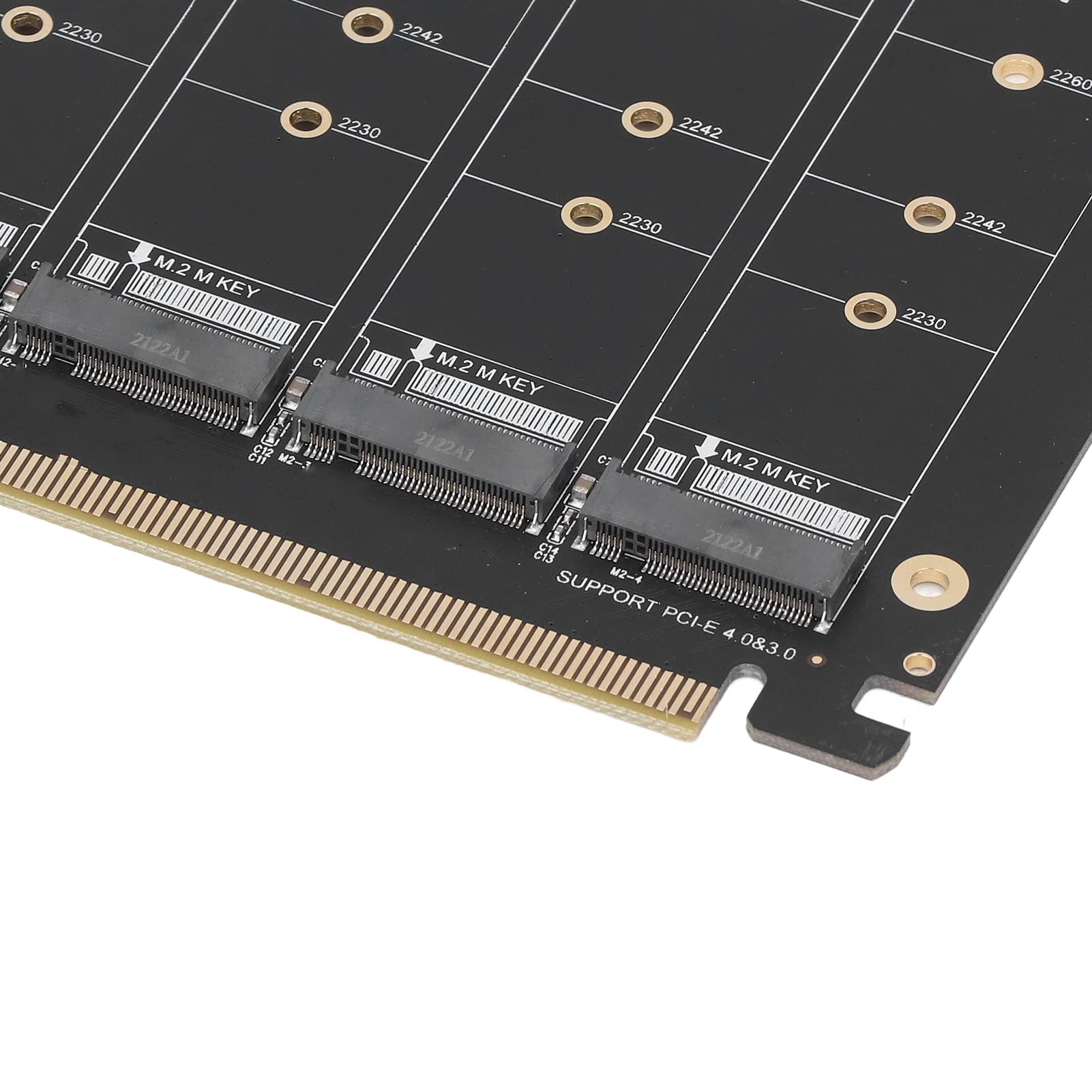 M.2 NVME SSD to PCIE X16 Adapter, 4x32Gbps M.2 NVME (m Key) SSD to PCIe 3.0 x 4 Port Host Controller Expansion Card with Individual LED Indicator