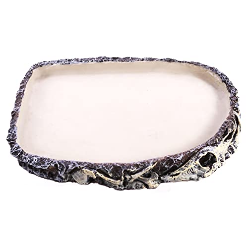 Tfwadmx Reptile Water Bowl Reptile Rock Food Dish Reptile Feeder Food and Water Feeding Bowl for Lizard Bearded Dragon Turtle Frog Leopard Gecko Snake Chameleon