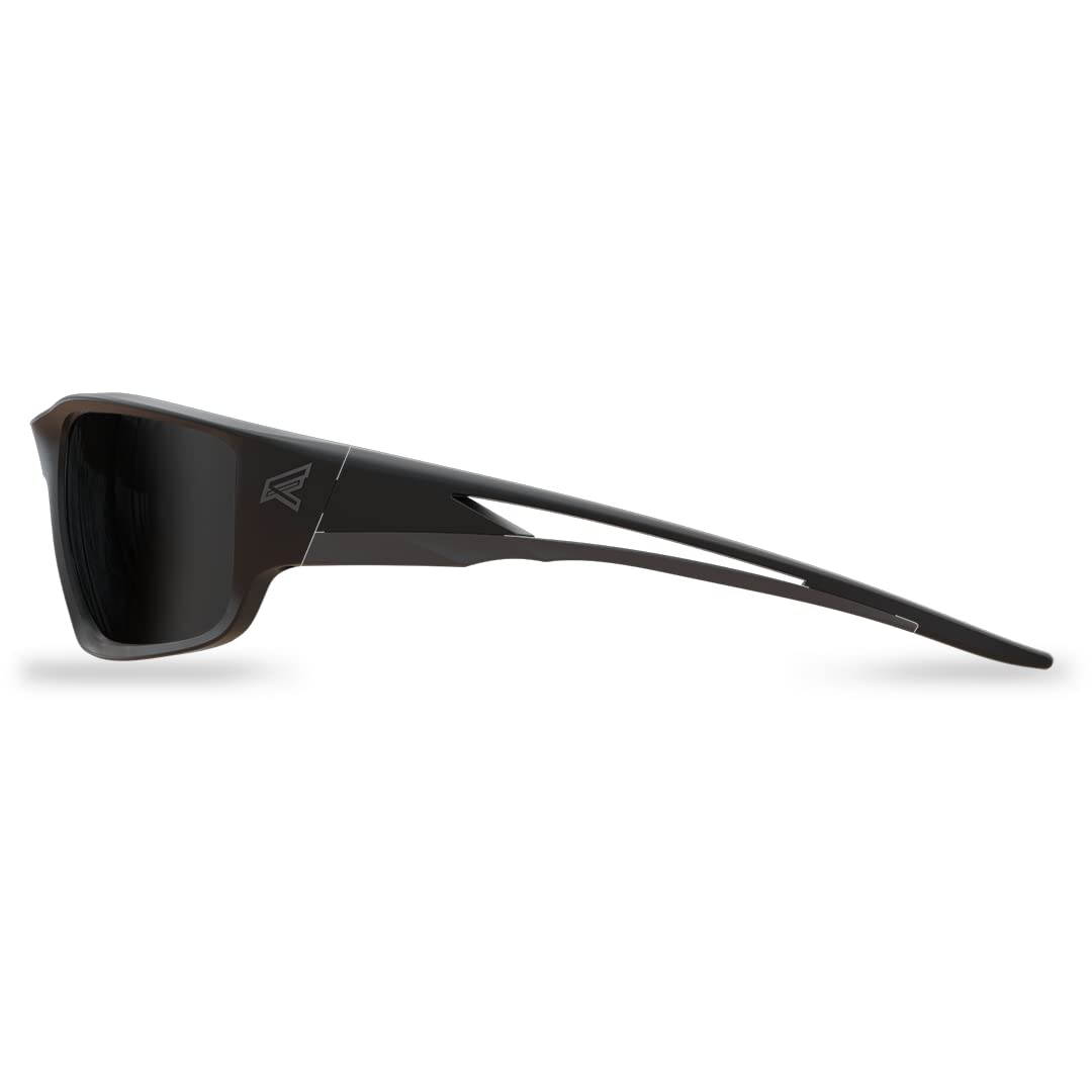 EDGE Kazbek Wrap-Around Safety Glasses, Anti-Scratch, Non-Slip, UV 400, Military Grade, ANSI/ISEA & MCEPS Compliant (Black, Polarized Smoke)