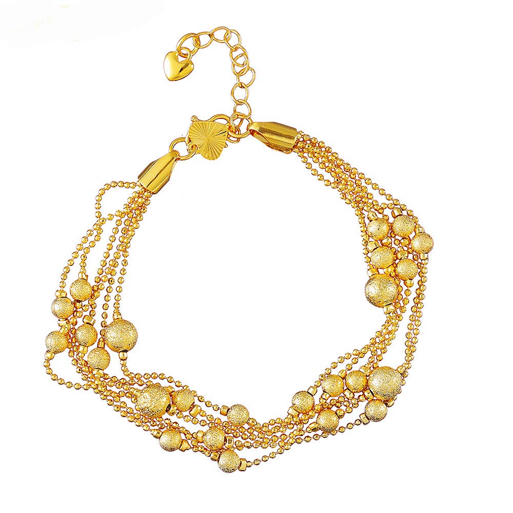Ethlyn 18K Gold Plated Beads Bangles Bracelets Party Accessories for Women Girls Gifts (H)