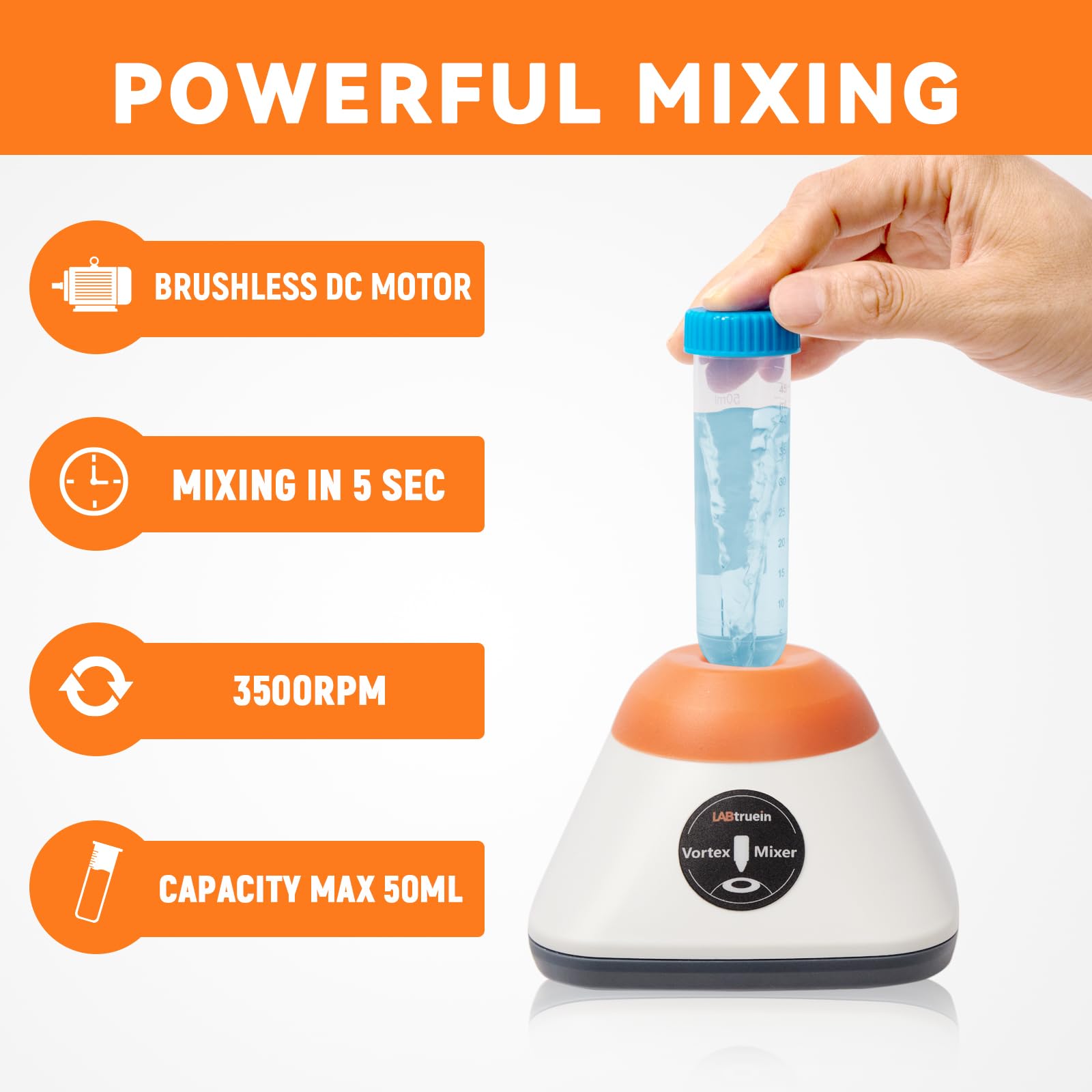 LABTRUEIN Mini Vortex Mixer 3500rpm Vortex Paint Shaker for Nail Polish, Tattoo Ink, Acrylic Paints Mixing and Test Tubes,Lab Mixing with Touch Function