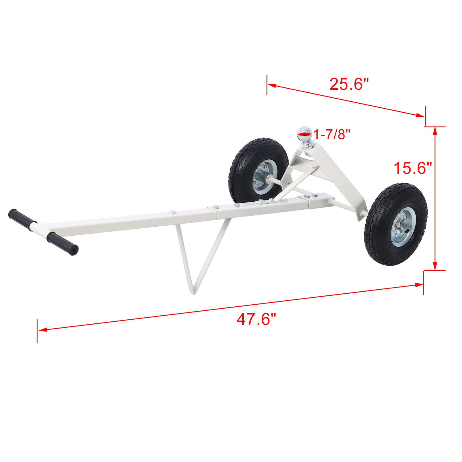 Fulvari Fulvari Adjustable Trailer Dolly, 600 Lbs Max Trailer Weight, Heavy Duty Steel Trailer Mover with 10" Pneumatic Tire, 44" Handle, Corrosion Resistant, for Moving Rv Trailer Grey