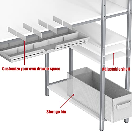 SHW 46-Inch Mission Desk with Side Shelf, White