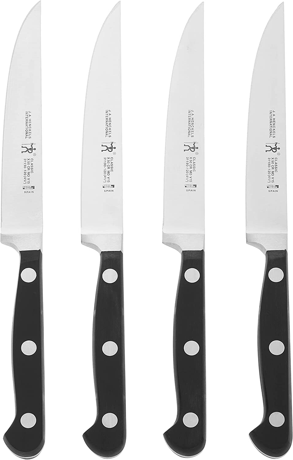 HENCKELS Classic Razor-Sharp Steak Knife 4 Piece Set, German Engineered Informed by 100+ Years of Mastery & Classic 8 in Chefs knife