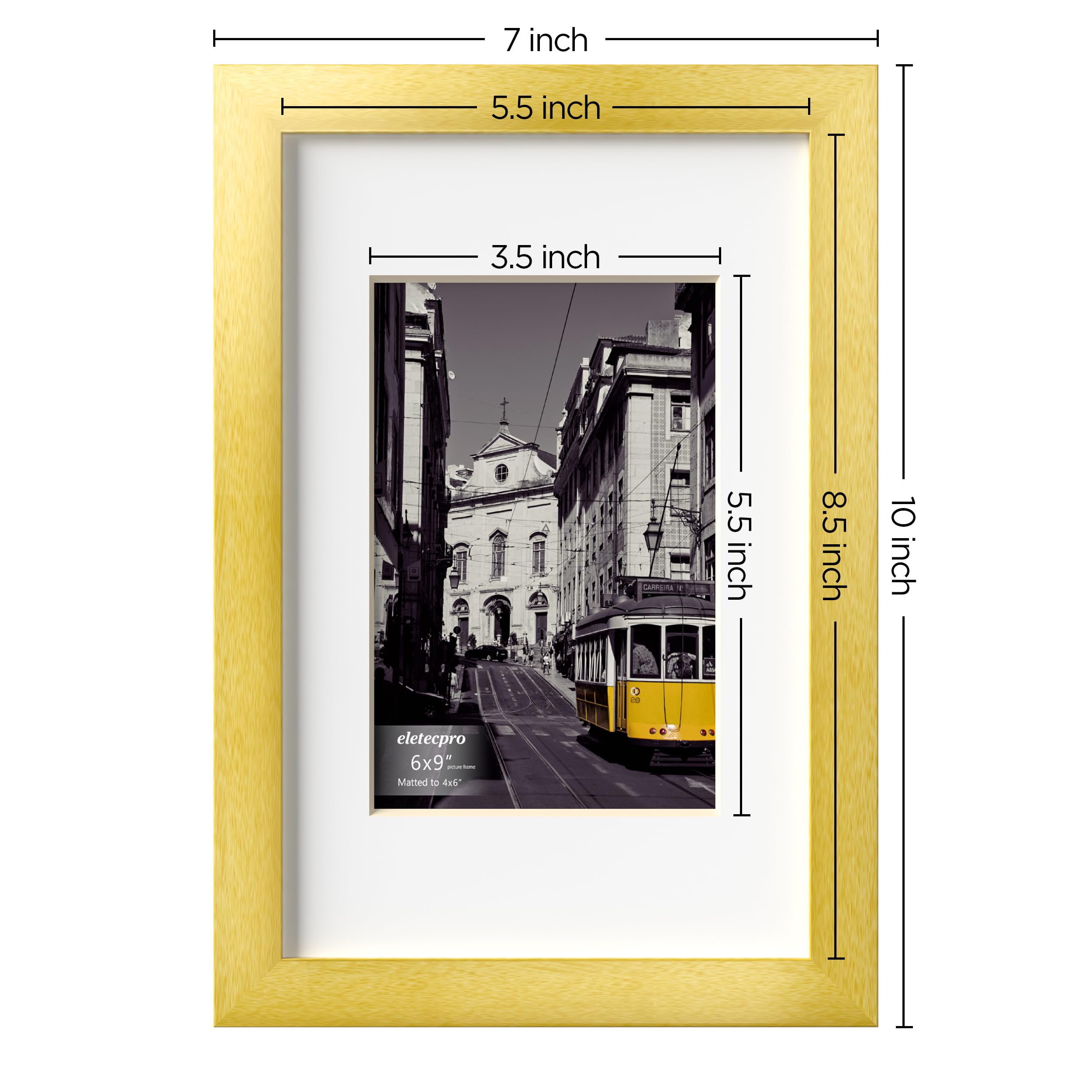 eletecpro 11x14 Picture Frames Set of 5, Gallery wall frame Display 8x10 Photo with Mat or 11x14 without Mat, Picture Frame Collage Wall Decor for Wall Mounting, Gold
