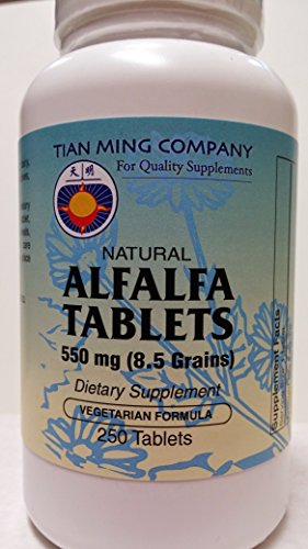 Natural Alfalfa Tablets 550 mg (8.5 Grains) (250 Tablets) by Tian Ming Co.