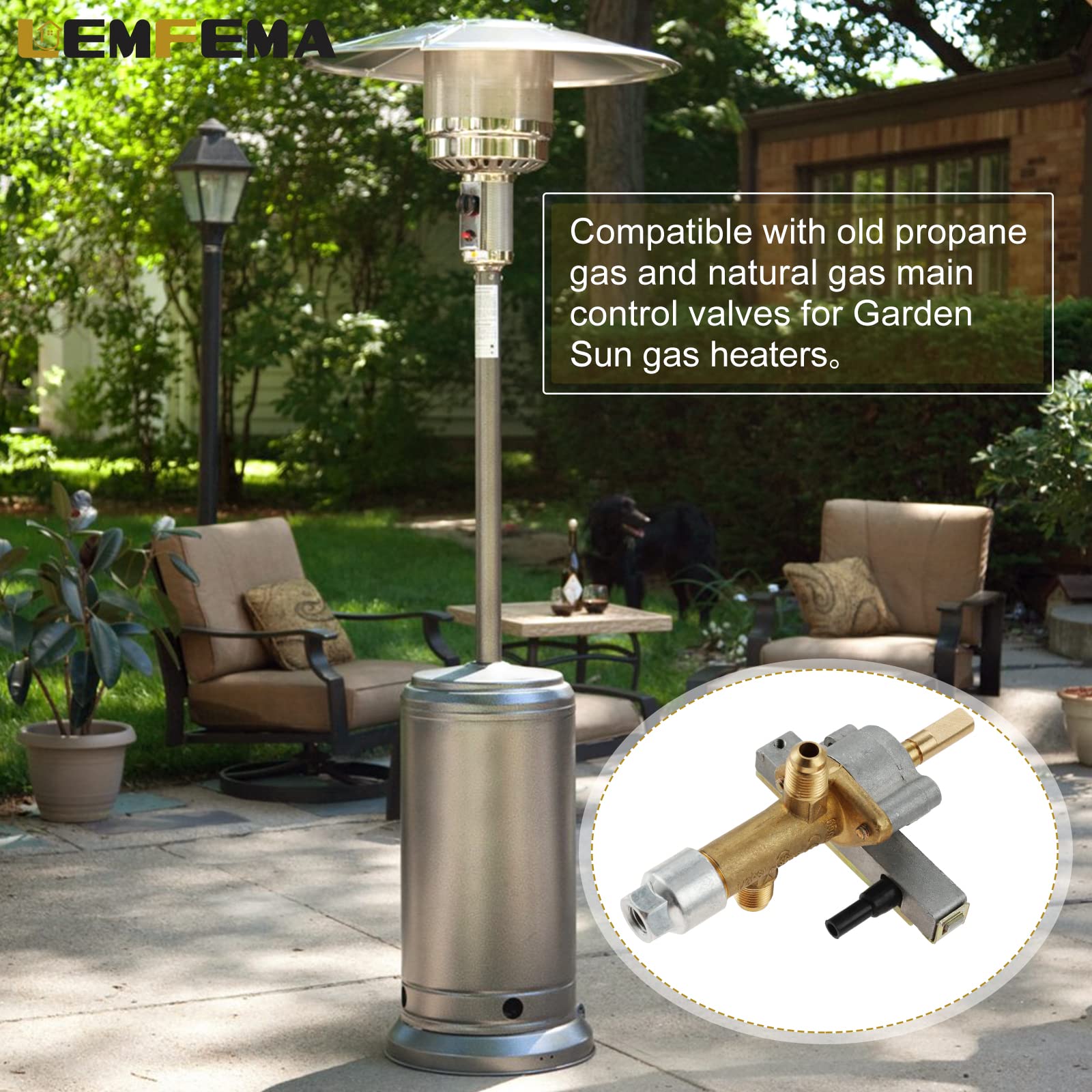 Lemfema Gas Safety Control Valve with Piezo Push Ignition Device Replacement for Garden Sun Propane Powered Patio Heater Repair Replaces Parts(7/16"-24 UNEF Inlet & Outlet)