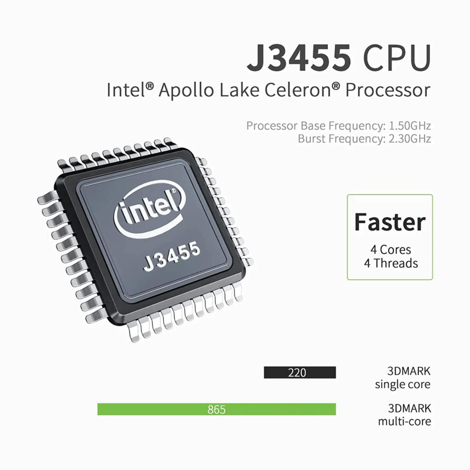Mini Desktop Computer Windows 10 Mini PC Celeron J3455 up to 2.3GHz 8GB DDR 256GB SSD 4K Dual HDMI WiFi 5 Gigabit Ethernet USB 3.0 BT4.0 for Home Office Gaming Study