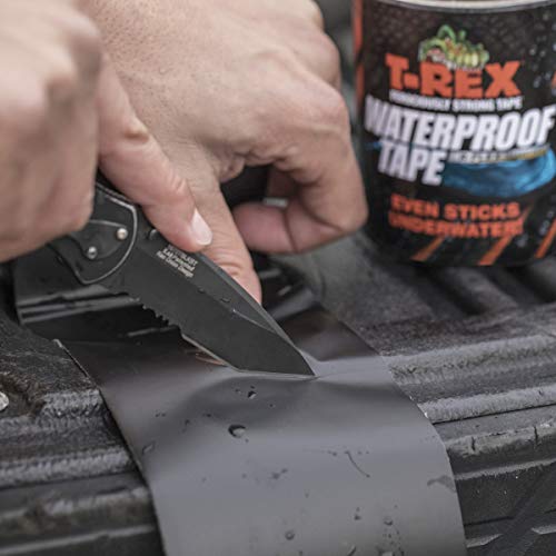 T-REX Waterproof Tape for Wet or Rough / Dirty Surfaces Including Underwater, Leaks, Hose Repair and More, 4" x 5', Black, 1-Roll (285987)