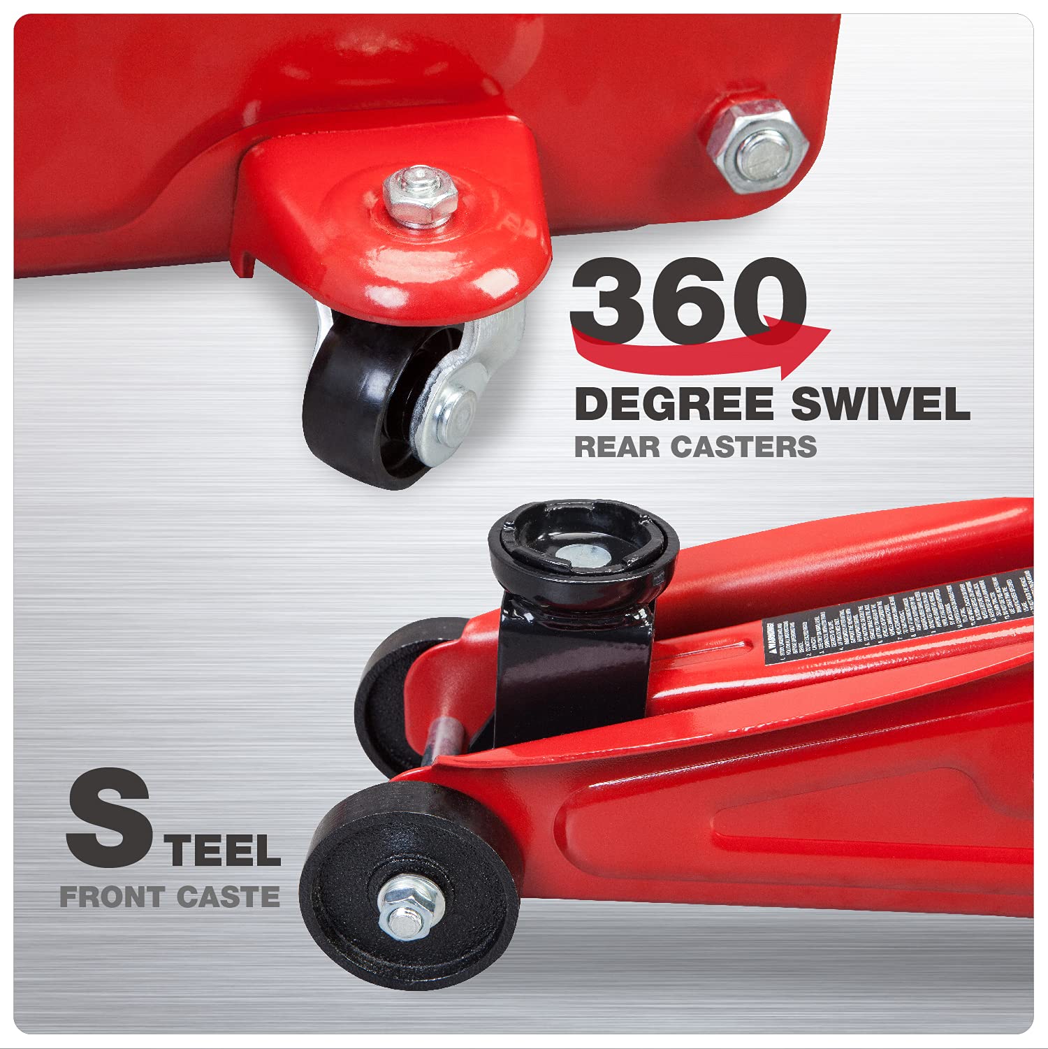Jack Boss Hydraulic Floor Jack 1.5 Ton 3,300Lbs Car Lift Portable Trolley Jack 360 Degree for Cars Automotive Sedans