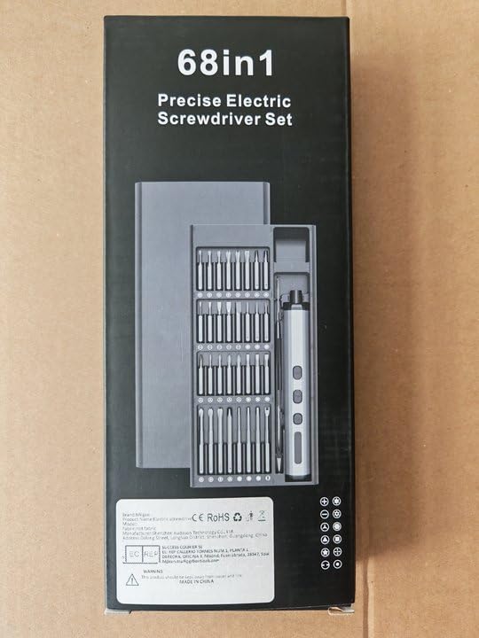 Mini Electric Screwdriver, 68-in-1 Precision Electric Screwdriver 400RPM with 5 Torque Settings, 68 Drill Bits, Pry Bar, Led and Tweezers, Electric Precision Screwdriver Kit for Pc Building