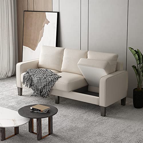 Tmosi Modern Upholstered Sofa Couch,3-Seat Couch with Removable Backrest Pillows for Small Spaces,2 Seater Sofa for Bedroom, Apartment,Living Room,Office (Polyester)