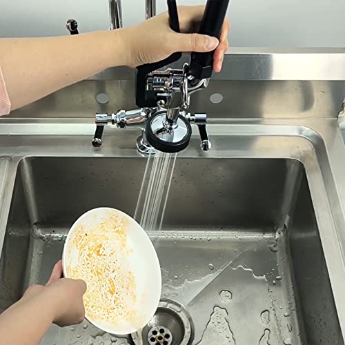 Maxsen Deck Mount Commercial Kitchen Sink Faucet 43" Height Pre rinse With 12" Add-On Spout For Food Service Commercial Kitchens Restaurant Hotel Application Tap