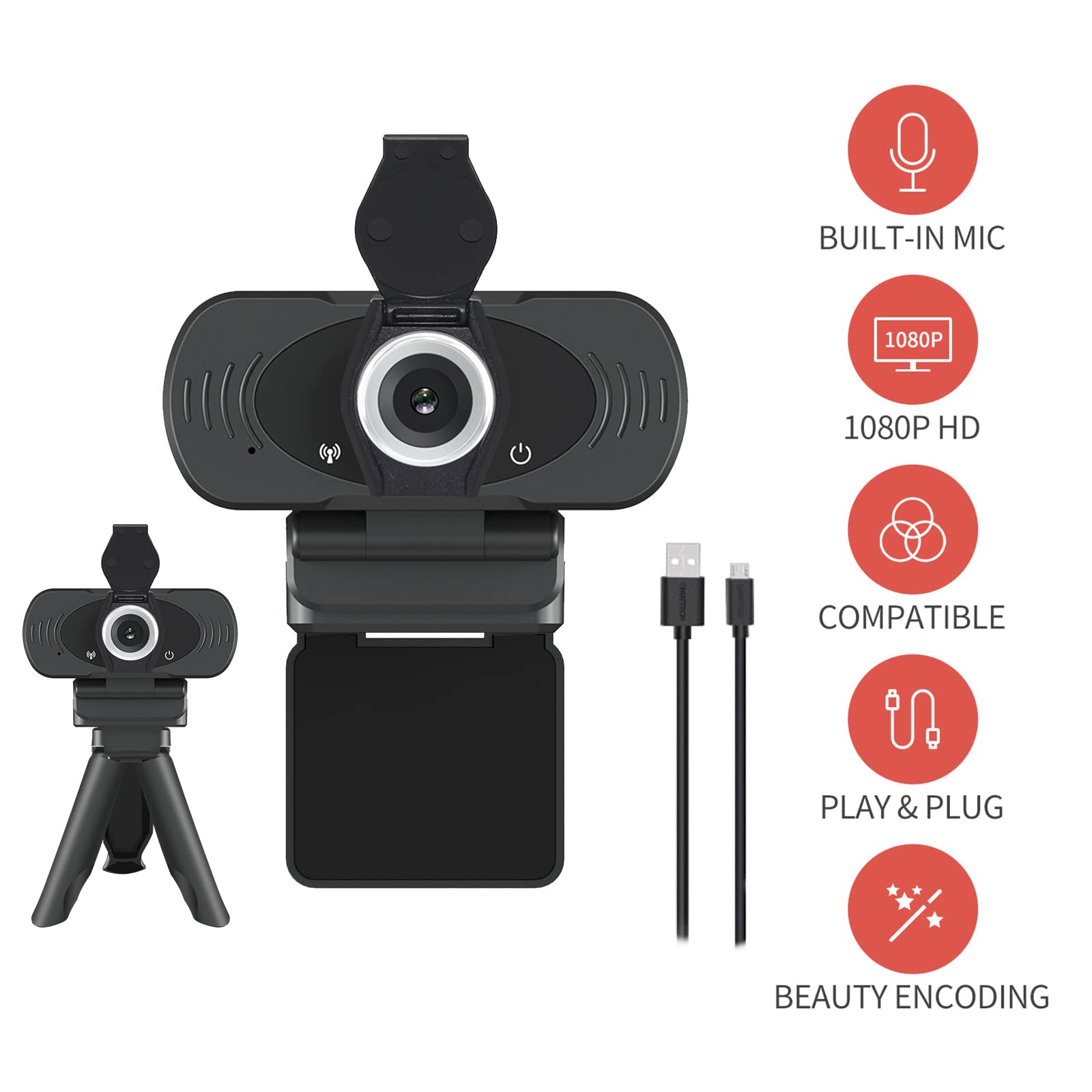 IMILAB Webcam HD 1080p Web Camera, USB PC Computer Webcam, Laptop Desktop Full HD Camera Video Webcam