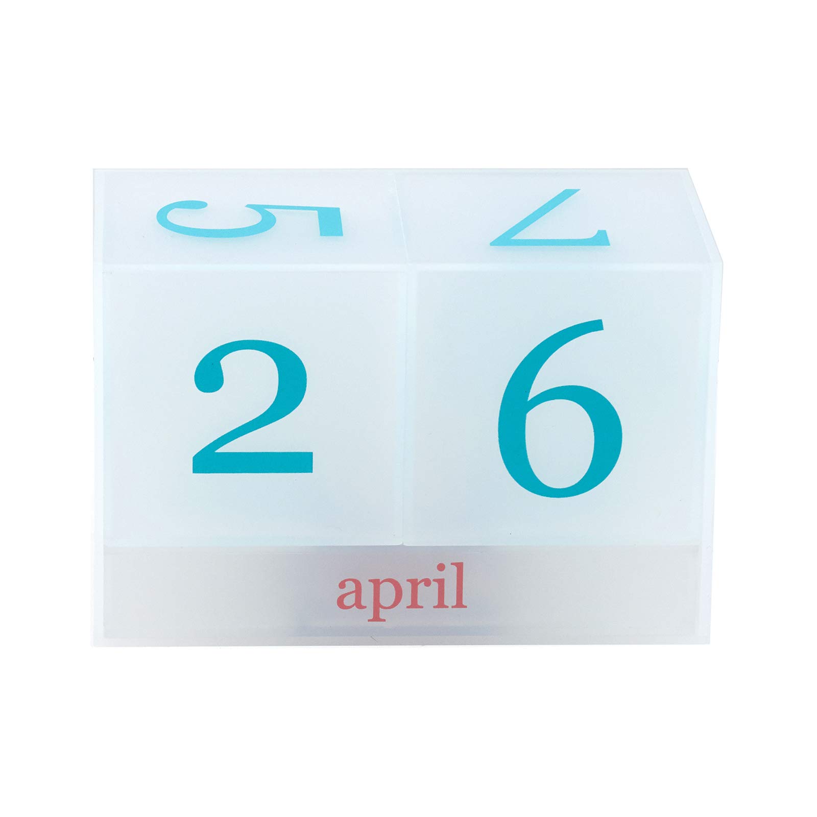 Erin Condren Designer Desk Accessories - Acrylic Perpetual Calendar Daily Calendar Desk Accessory Featuring 3 month Blocks and 2 Date Blocks with large Type