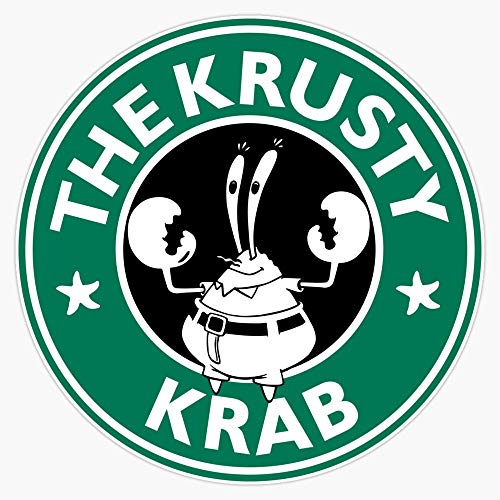 The Krusty Krab Coffee Parody Sticker Vinyl Bumper Sticker Decal High Quality Waterproof 5"
