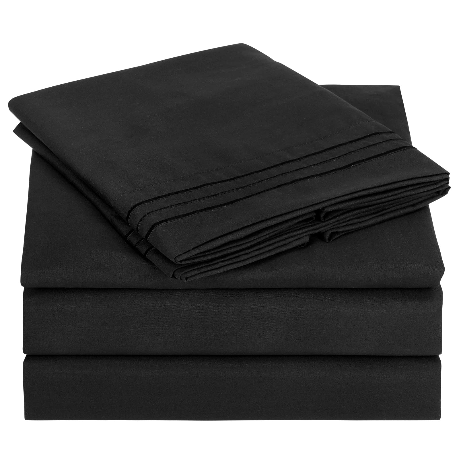 Dekoresyon Queen Size Sheet Set, 4Pcs Extra Soft Breathable Cooling Bed Sheet Set with Deep Pockets & Wrinkle Free, Ultra Soft Hotel Luxury Bedding Sheets & Pillowcases(Queen,Black)